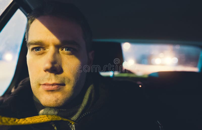 Man inside the car stock photo. Image of inside, handsome - 211680114