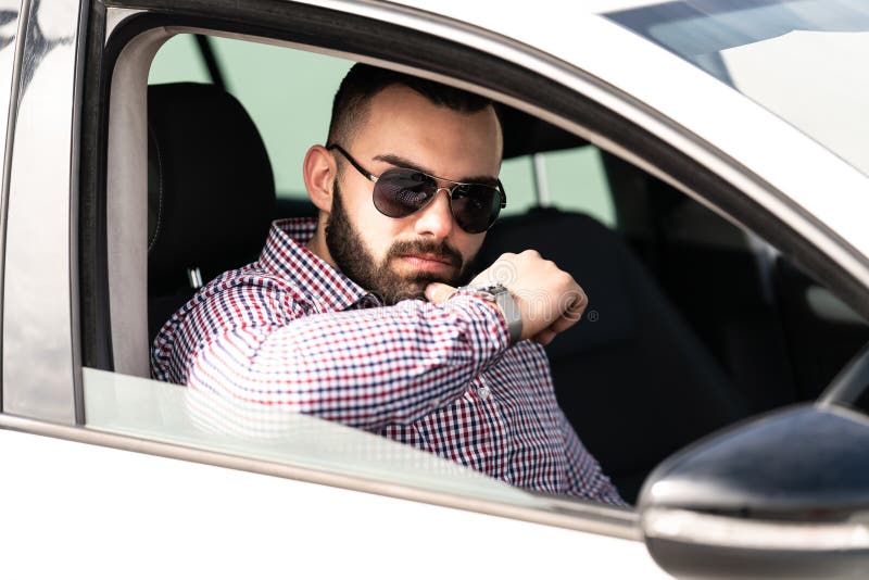 Portrait of a Man Driver in His Car Stock Photo - Image of person, ride ...