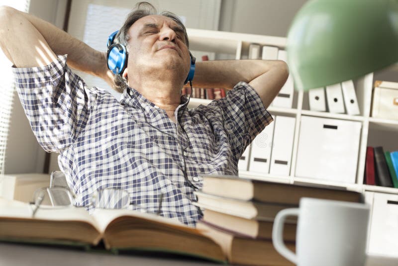 Portrait of Man Listen To Music Stock Photo - Image of sitting, house ...