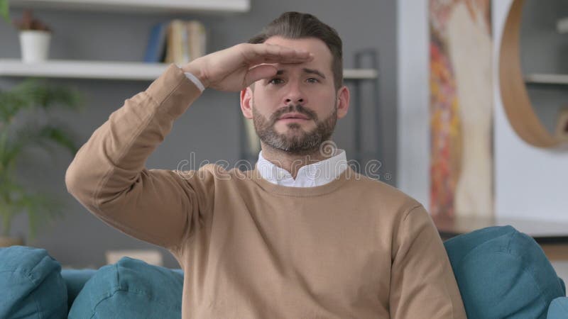 Portrait of Man Looking Around Searching Stock Photo - Image of finding ...