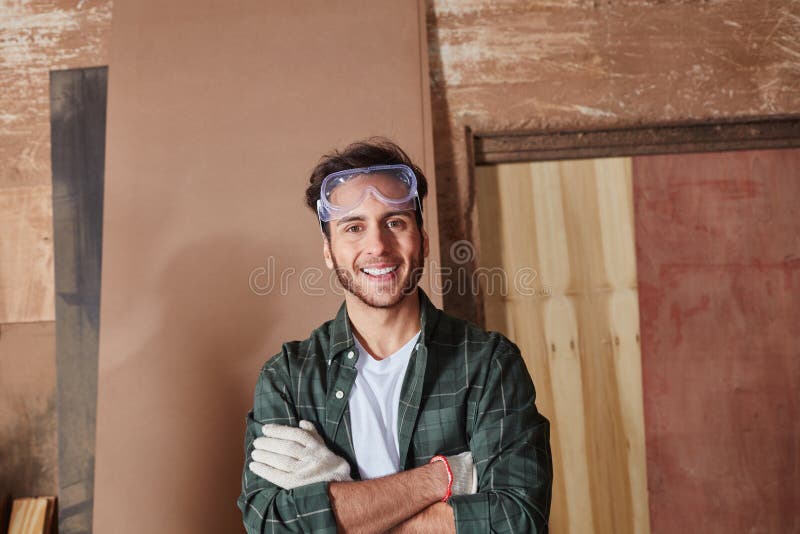 Portrait of Man Looking Content Stock Image - Image of work, arms ...
