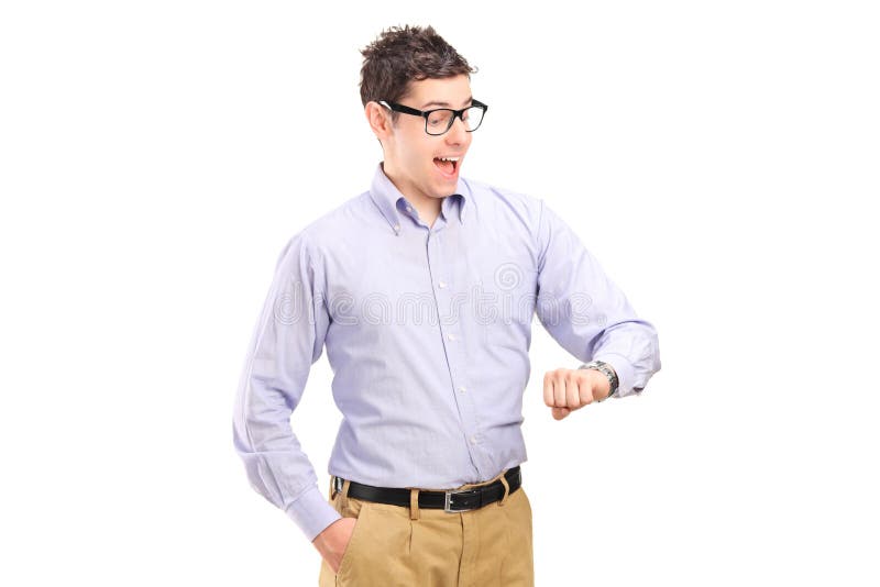 Portrait of a Man Looking at His Watch Stock Image - Image of ...