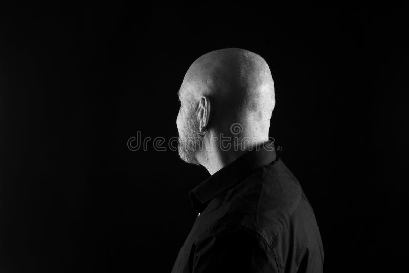 Portrait of a Man in Low Key, Rear View of Head Stock Image - Image of ...