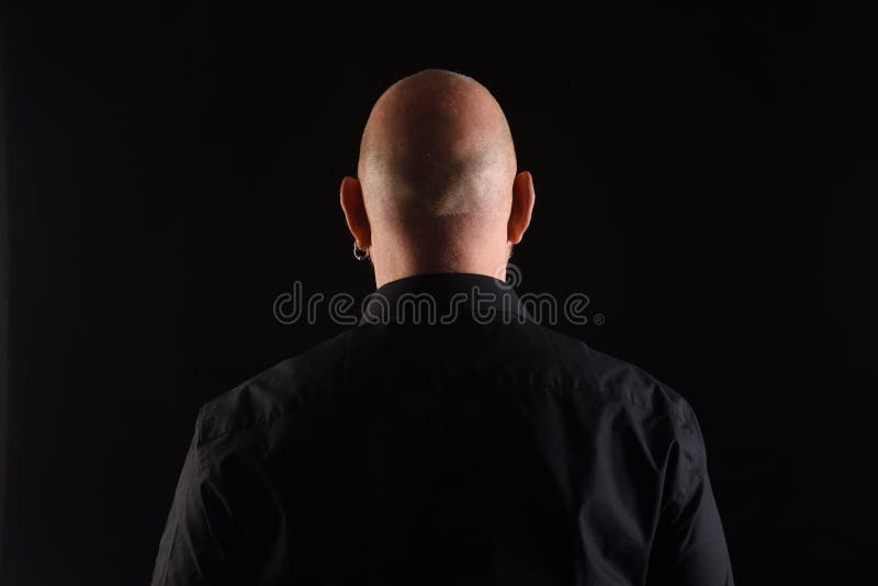 Portrait of a Man in Low Key, Rear View of Head Stock Image - Image of ...
