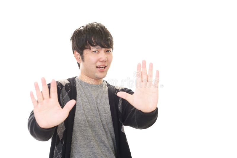 Man making stop sign stock image. Image of isolated - 109226263