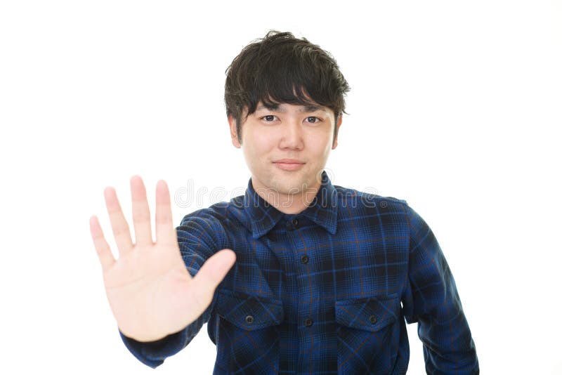 Man making stop sign stock photo. Image of facial, emotional - 126939386