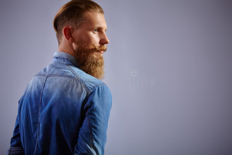 Portrait of Man with Mustache and Beard, Half-turned. Stock Photo ...