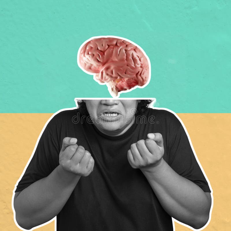 Portrait of a Man with an Open Head Brain Stock Image - Image of genius ...