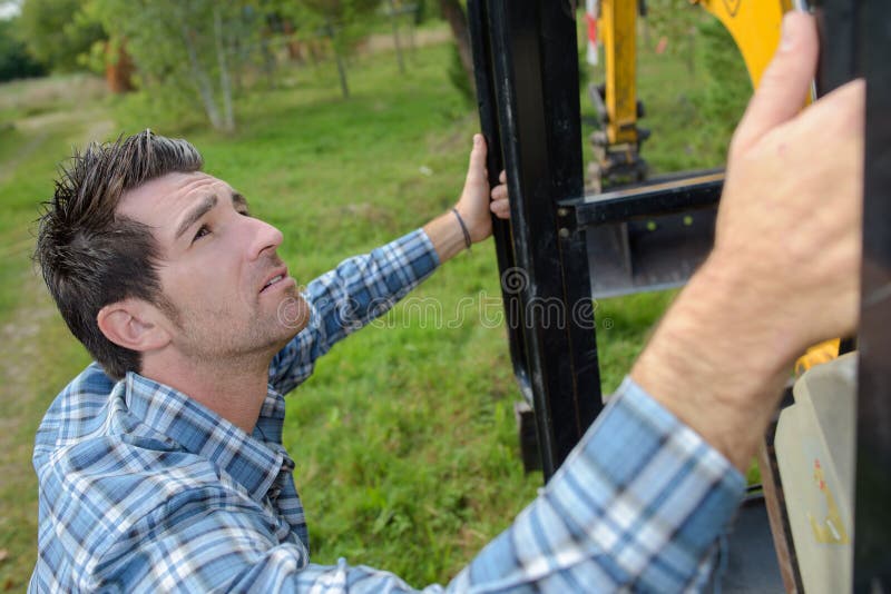 Portrait Man Operating Excavator Stock Photo - Image of person ...