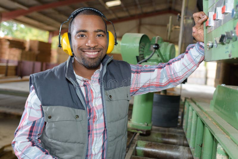 Portrait Man Operating Industrial Machinery Stock Image - Image of ...