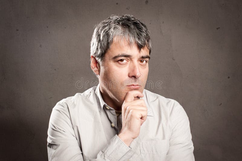 Man with Pensive Expression Stock Photo - Image of pensive, real: 107589750