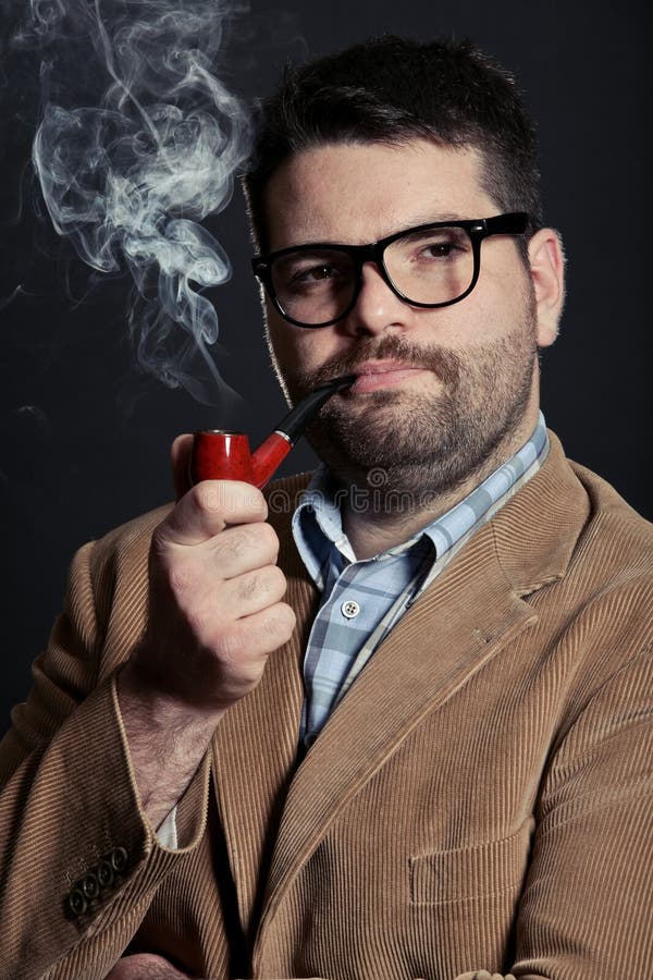 Portrait of a Man with Pipe Stock Photo - Image of nerd, style: 23260058