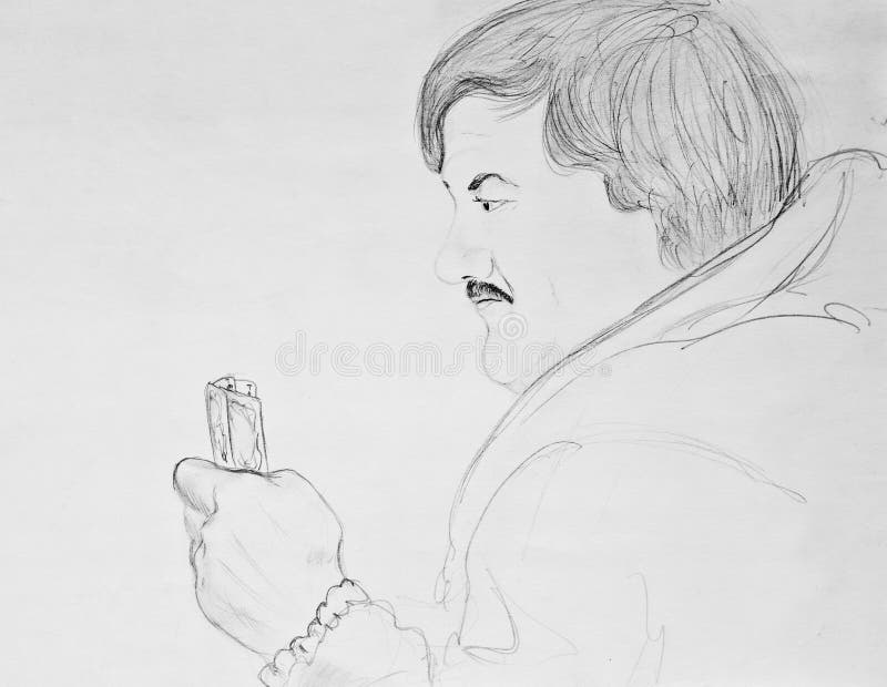 Portrait of a Man with Playing Cards. Stock Illustration - Illustration ...