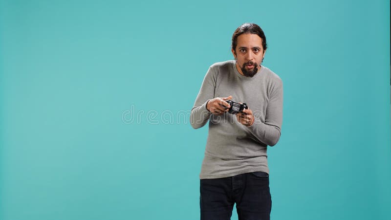 Portrait of Man Playing Videogames Gaming with Controller Stock Photo ...
