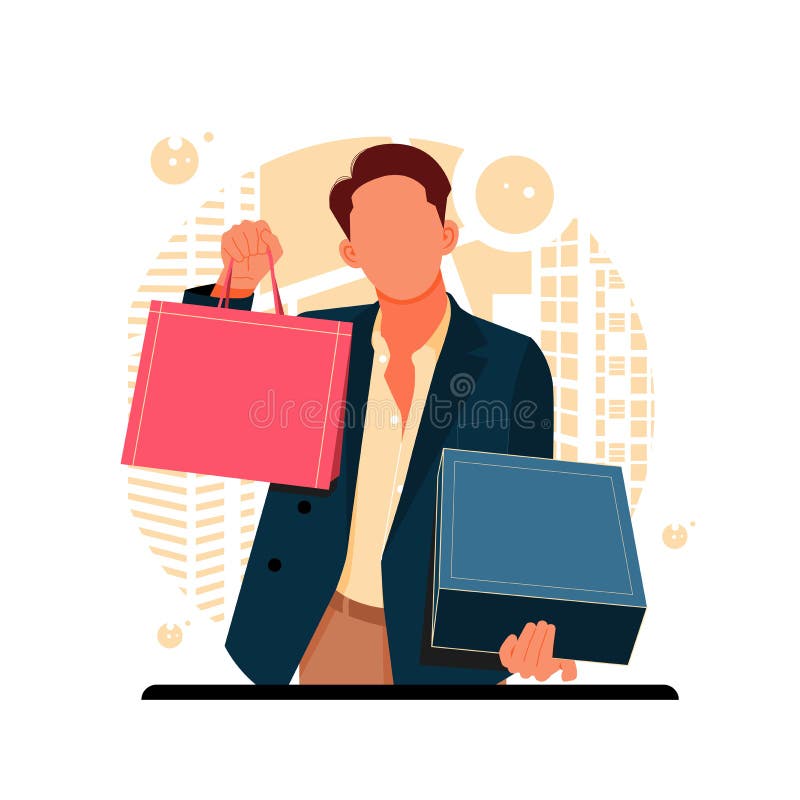 Portrait of a Man Posing Promoting His Product, a Flat Design Concept ...