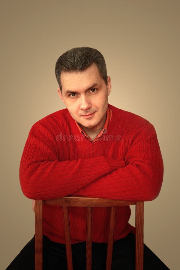 Portrait of man in red stock image. Image of look, friend - 24047437