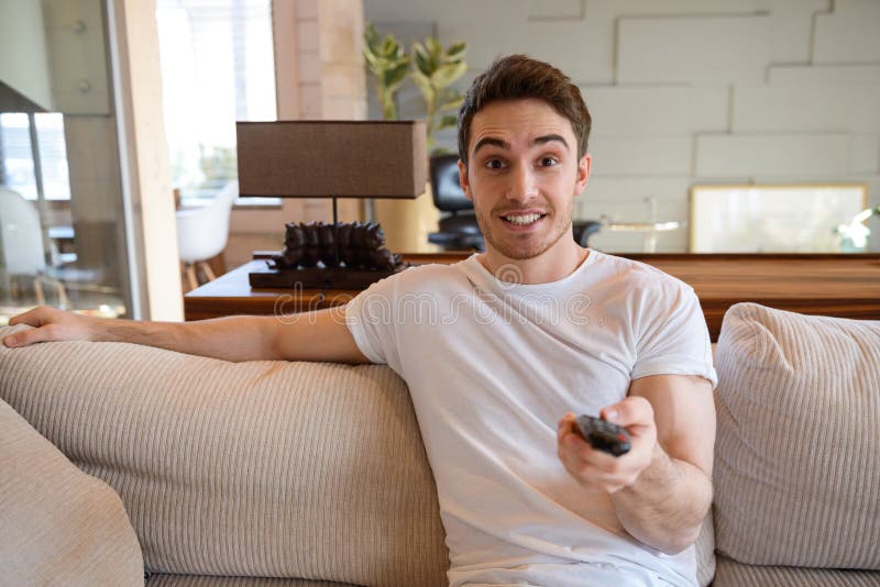 Portrait Man with Remote Controller Stock Photo - Image of leisure ...