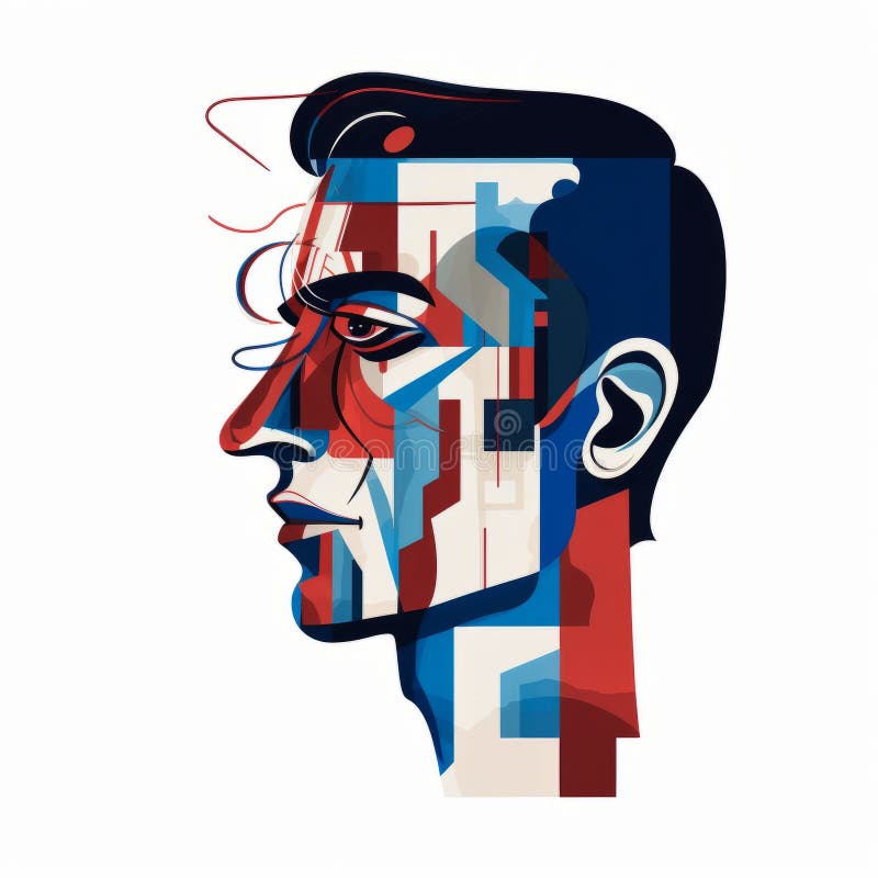 Abstract 3d Graphic Illustration of a Distinctive Man S Face Stock ...