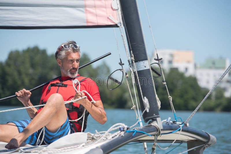 Portrait man sailing away stock photo. Image of adult - 260341186