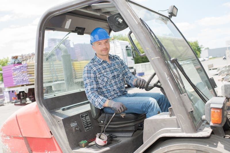 Portrait Man in Forklift Truck Stock Photo - Image of driver, ethnic ...
