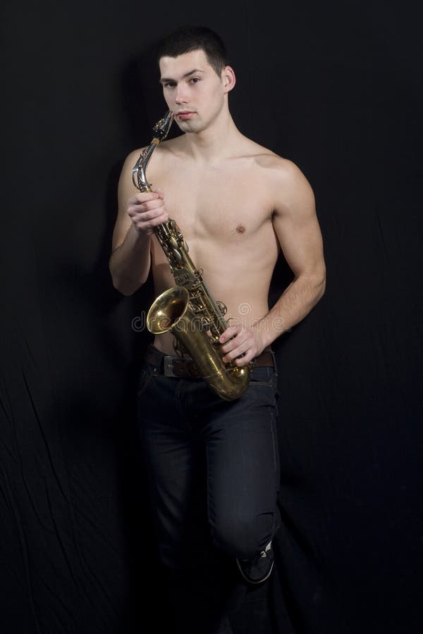 Men with saxophone stock photo. Image of portrait, jazzy - 30103696