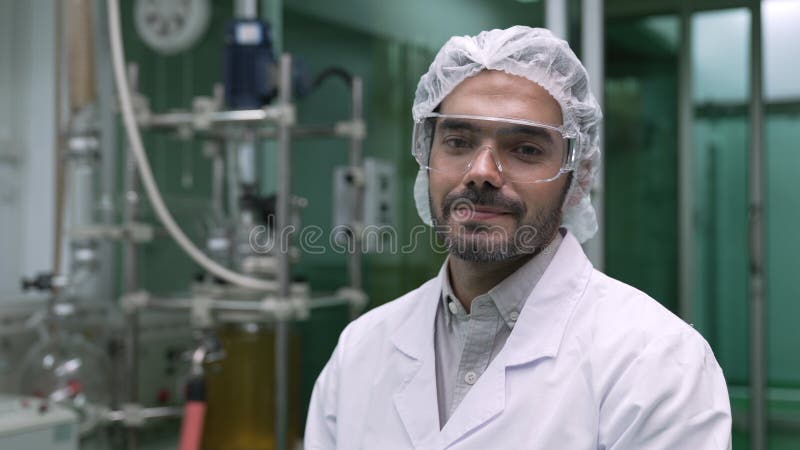 Portrait of a Man Scientist in Uniform Working in Curative Laboratory ...