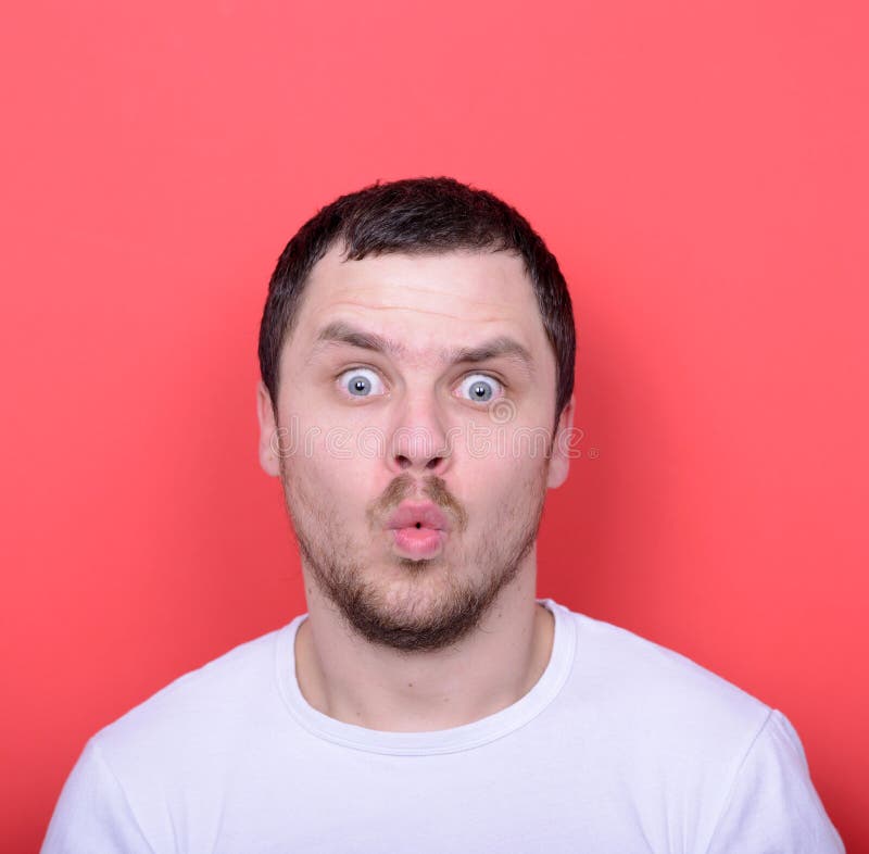 Portrait of Man with Shock Gesture Stock Photo - Image of amazed ...