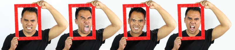Portrait of a Man Showing Several Emotions Stock Image - Image of frame ...