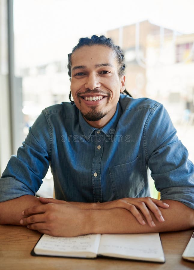 Portrait, Man and Smile As University Student with Notebook on Campus ...