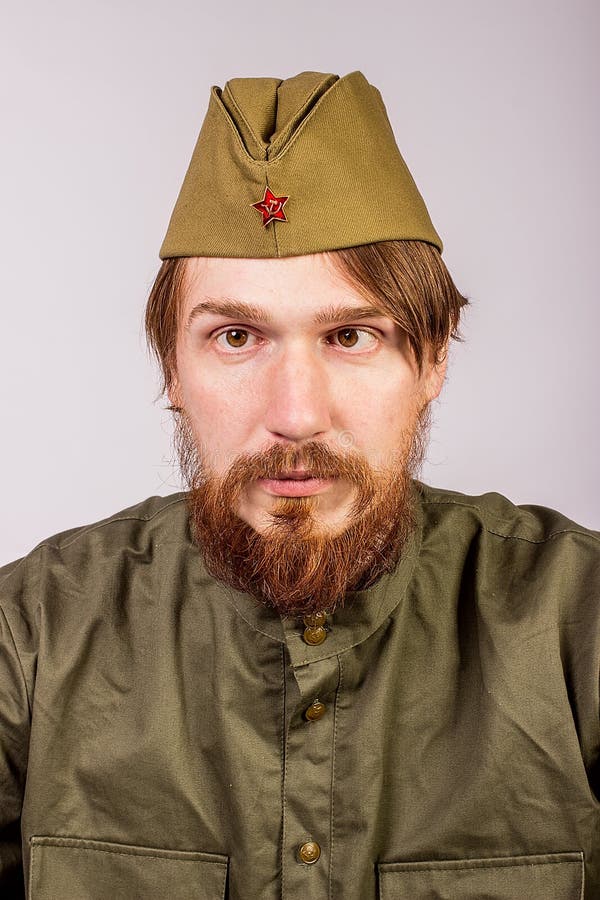 Portrait of a Russian Soldier Stock Photo - Image of field, historic ...