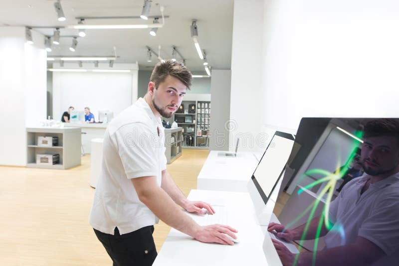 Computer Department in a Big Store Stock Image - Image of purchase ...