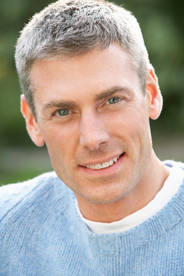 Portrait of Man Standing Outside Stock Photo - Image of head, close ...