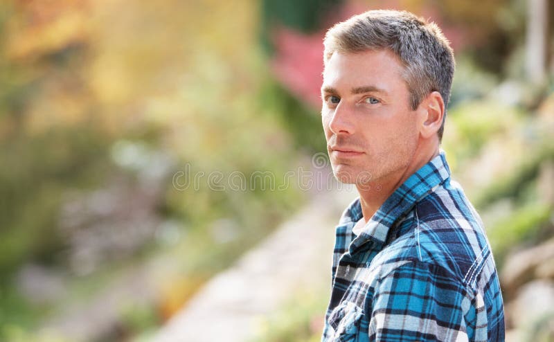 Portrait of Man Standing Outside in Autumn Stock Photo - Image of ...
