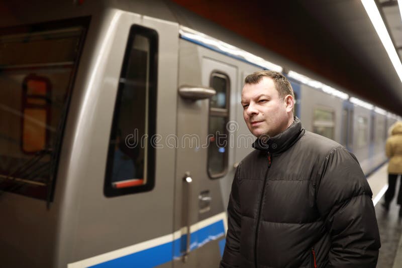 Man Standing on Subway Platform Stock Photo - Image of passenger ...