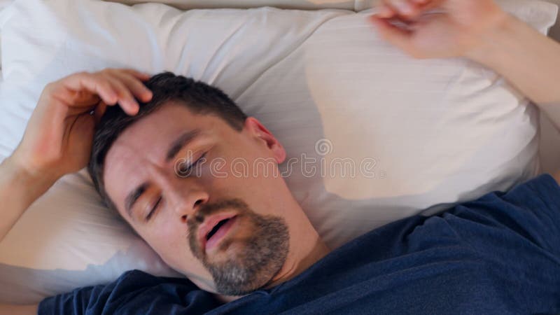 The Portrait of the Man Suffering from Insomnia. 4K. Stock Video ...