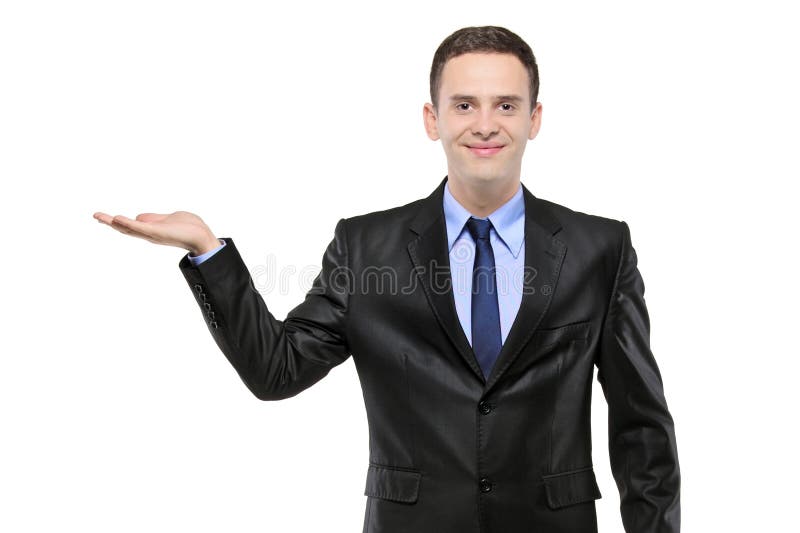 Portrait of a Man in a Suit with Right Hand Lifted Stock Photo - Image ...