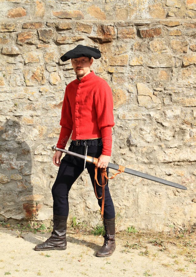 Portrait of man with sword editorial stock photo. Image of knight ...