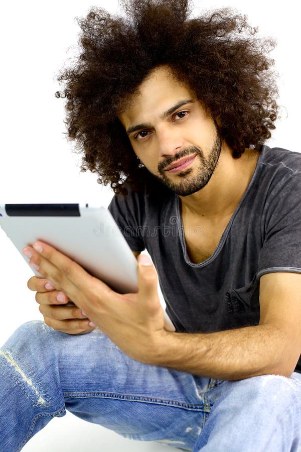 Portrait of Man with Tablet in Studio Stock Photo - Image of internet ...