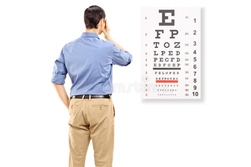 Portrait of a Man Taking Eyesight Test Stock Image - Image of board ...