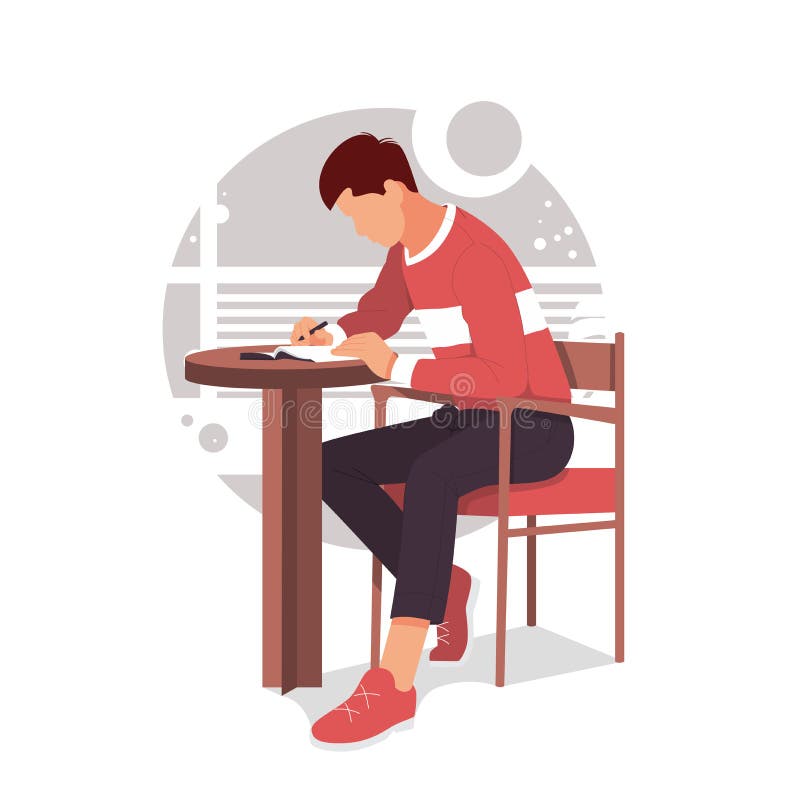 Portrait of Man Taking Notes Vector Illustration Stock Vector ...