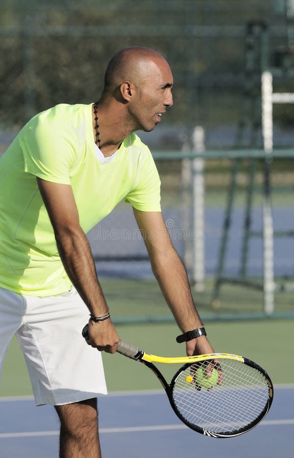 Portrait of a Man with Tennis Racket Stock Image - Image of health ...