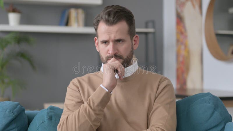 Portrait of Man Thinking at Home Stock Photo - Image of male, ideas ...