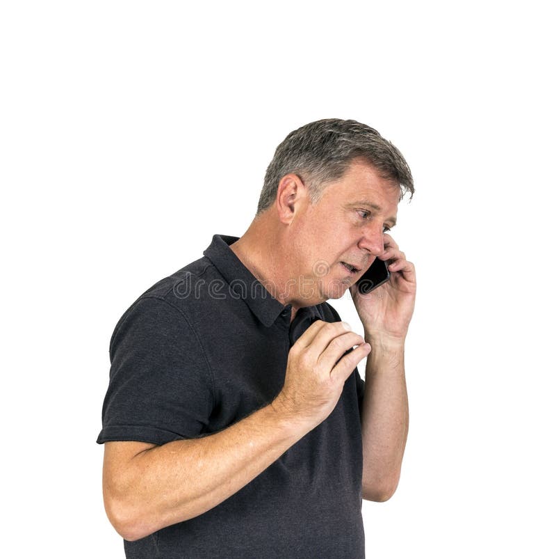 Portrait of Man Using on Cell Phone Stock Image - Image of cellular ...