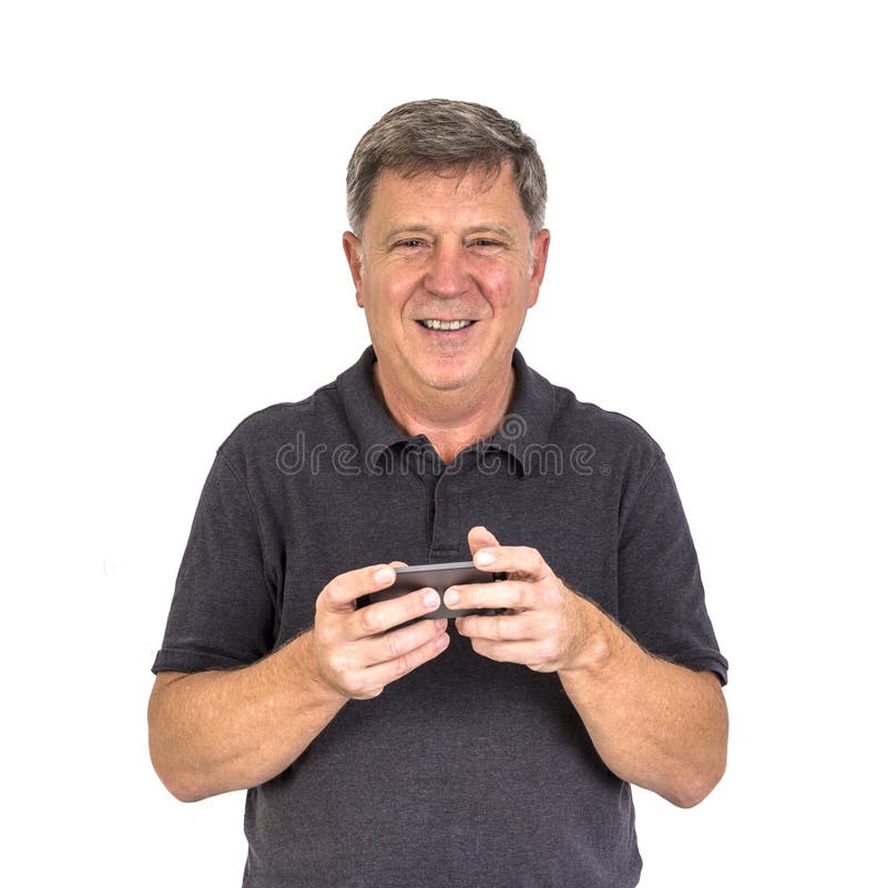 Portrait of Man Using on Cell Phone Stock Image - Image of casual ...