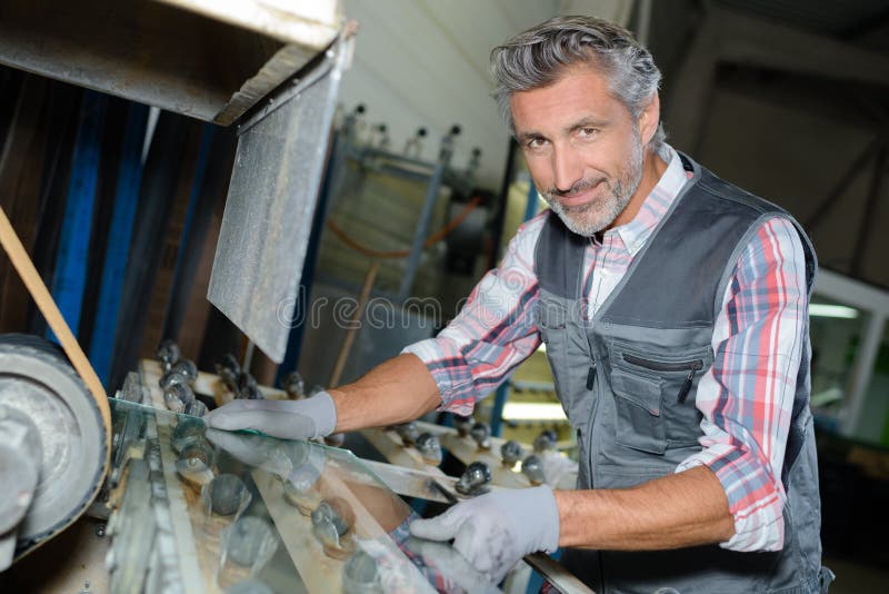 Portrait Man Using Industrial Machinery Stock Photo - Image of ...