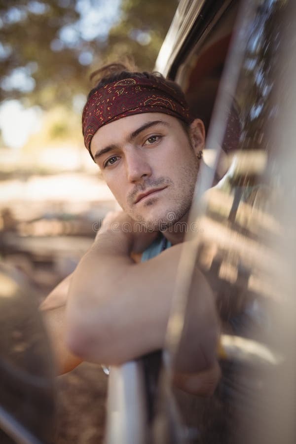 Portrait of man in van stock photo. Image of shoulders - 92591892