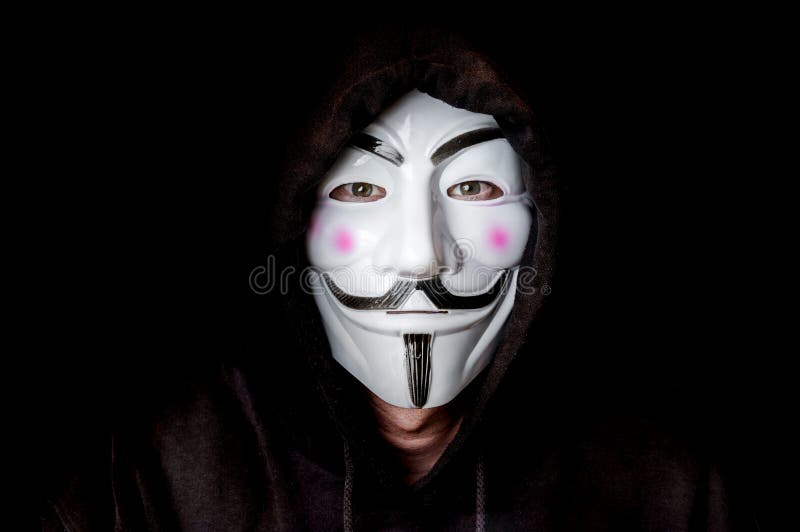 Vendetta Mask, Symbol of the Anonymous Movement Hacktivism. Editorial ...
