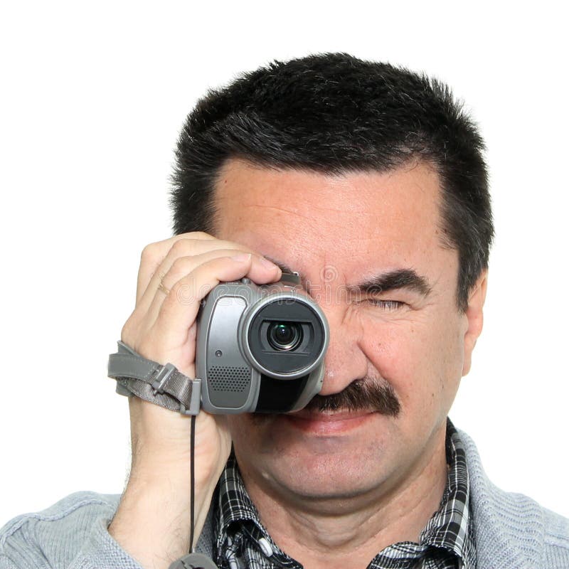Portrait Of A Man With A Camcorder Stock Image - Image of holding ...