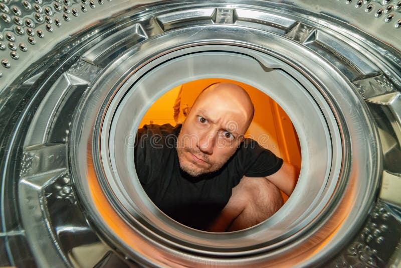 Portrait of Man View from Washing Machine Inside. What is that Thing ...