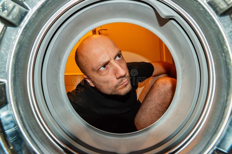 Portrait of Man View from Washing Machine Inside. What is that Thing ...